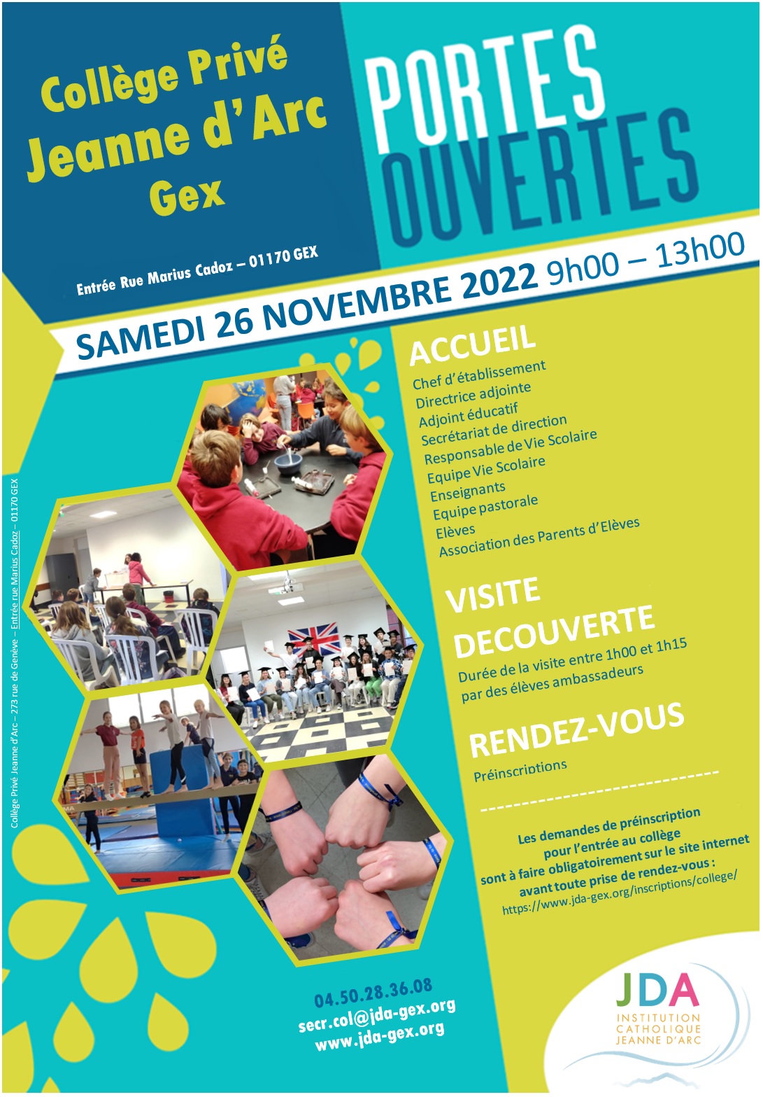 Inscription entrée en 5ème, 4ème, 3ème - Institution Jeanne d'Arc